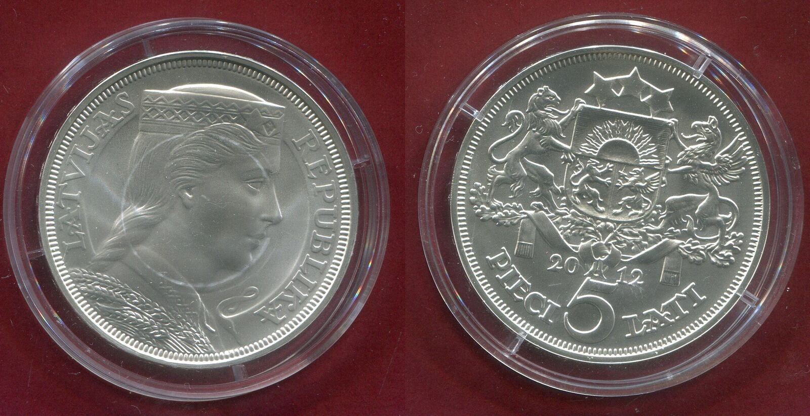 Lettland Latvija 5 Lati Lats 2012 90th Anniversary Bank of Latvia Motiv ...