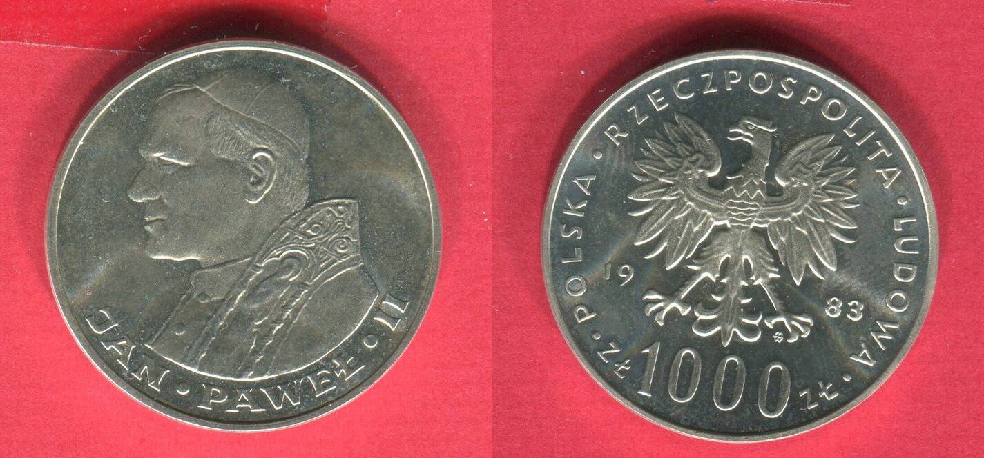 Polen Poland Polska 1 000 Zloty Silber Gedenkm nze 1983 Papst