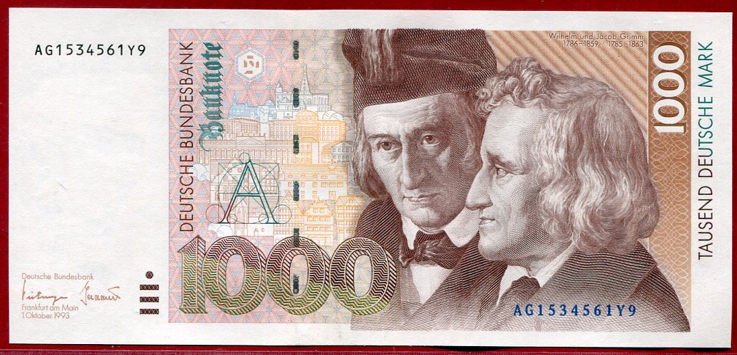 BRD Bundesrepublik Deutschland, FRG, Germany 1000 DM Banknote ...