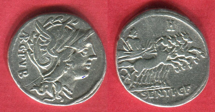 Römische Republik Denar 101 v. Chr. L.Sentius C.F. nearly very fine ...