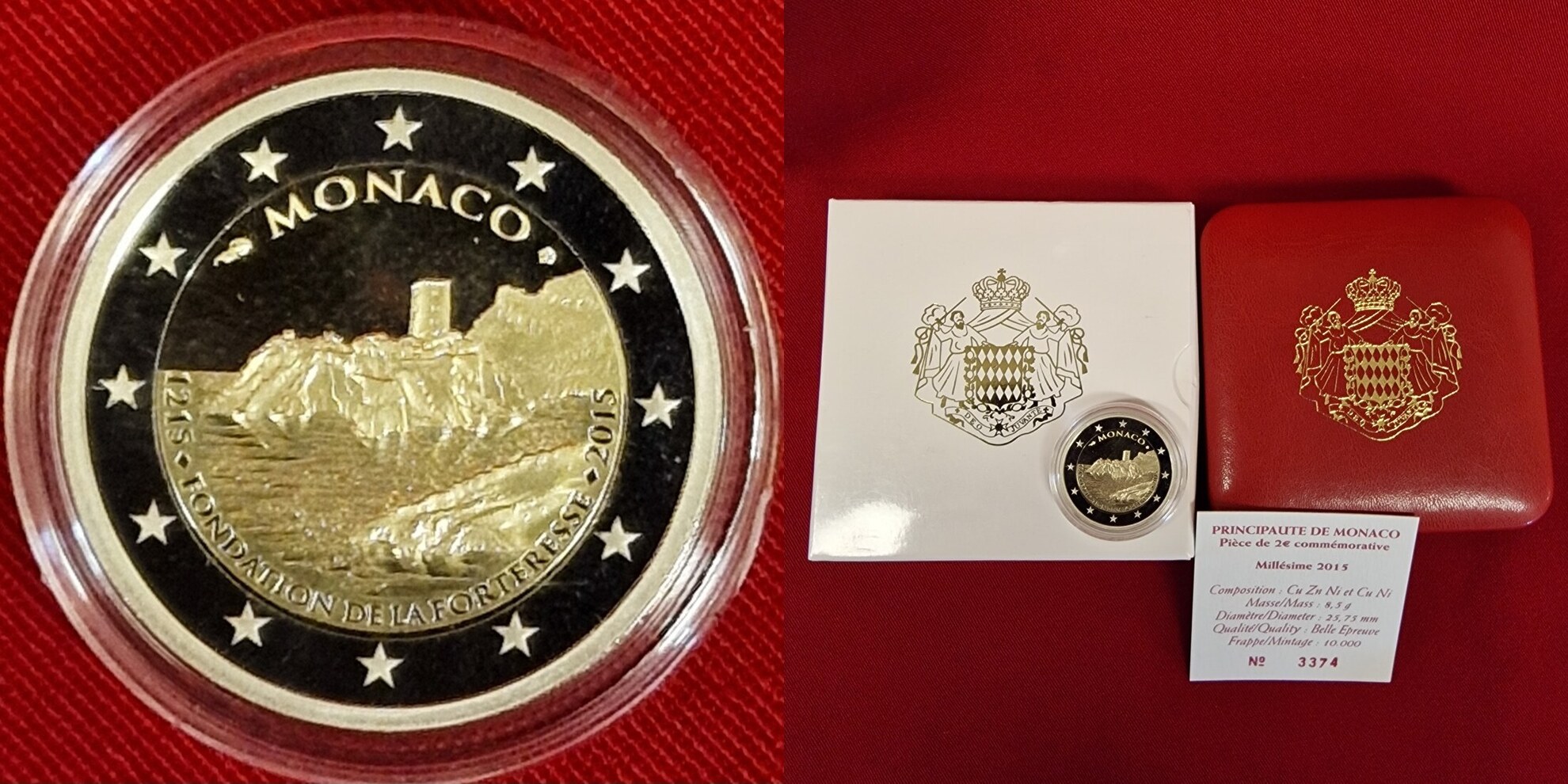 Monaco 2 Euro Gedenkmünze 2015 150 Jahre Monte-Carlo PP 1215 Gründung ...