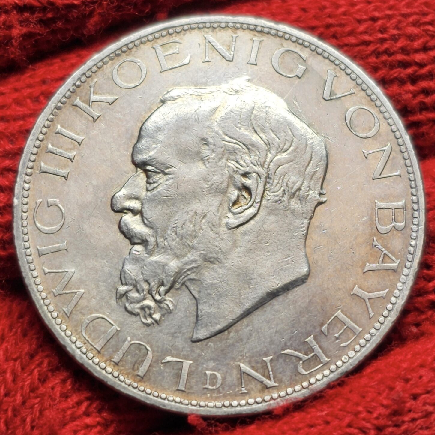 Bayern, Bavaria 5 Mark Ludwig III. 1914 1914 Ludwig III. AU toned | MA ...