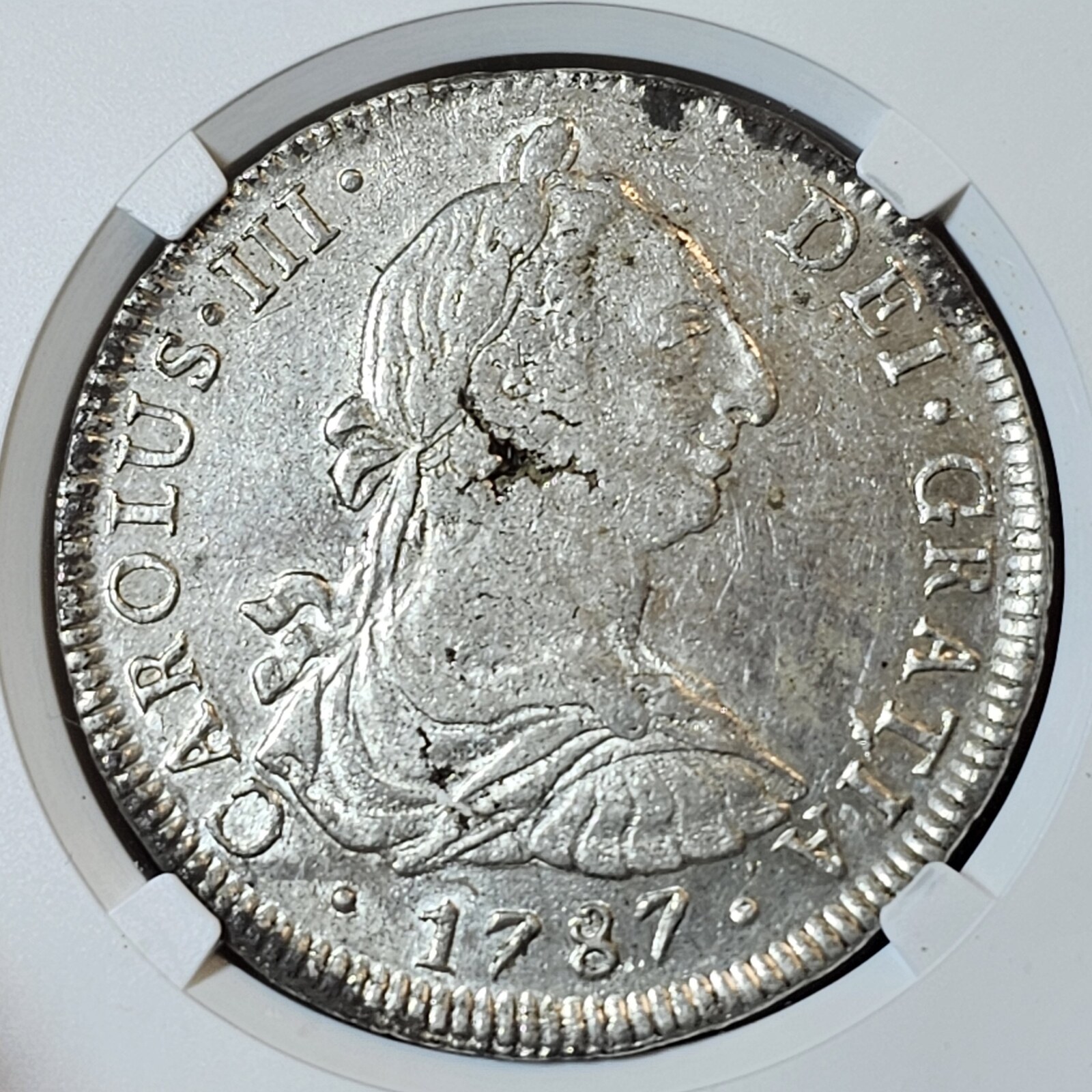 PERU 8 Reales 1787 LIMA IJ Carolus Carlos Charles III. Better Mintmark IJ NGC UNC Details | MA-Shops