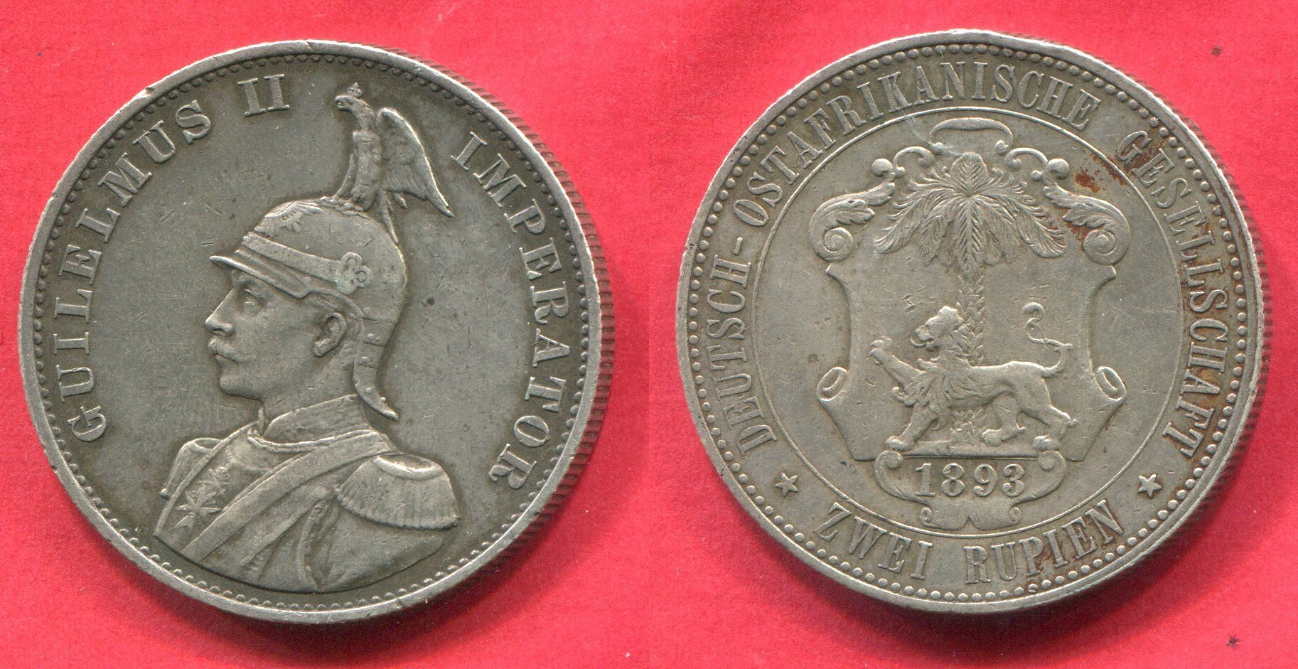Deutsch Ostafrika DOA German Eastafrica 2 Rupien Rupees 1893 Kaiser ...
