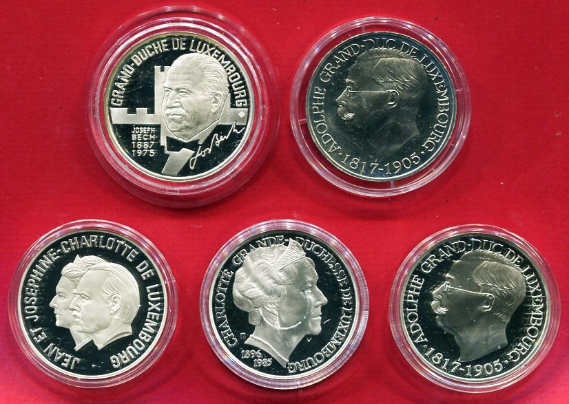 Luxemburg 4 * 25 Ecus & 5 Ecu Cu/Ni 1993-1997 Persönlichkeiten proof an ...