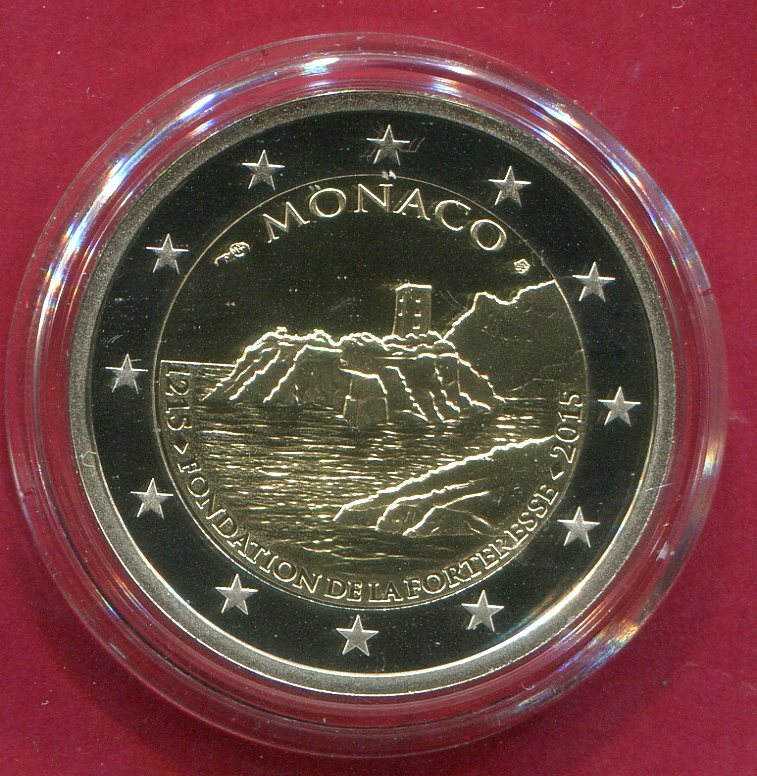 Monaco 2 Euro Gedenkmünze 2015 Monte-Carlo PP 1215 Gründung der Burg ...