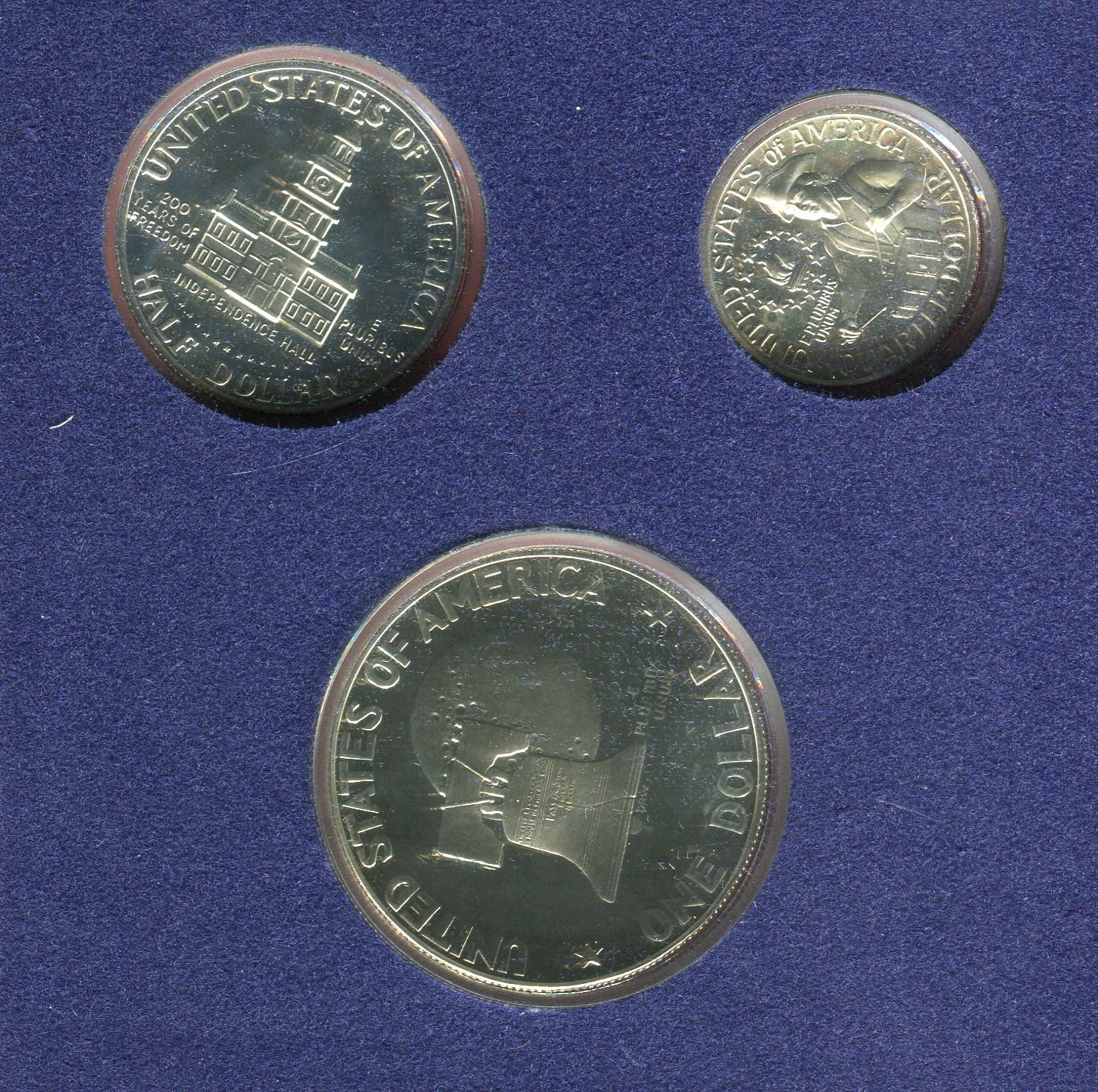 USA United States Bicentennial Silver Proof Set 1976 Three Piece 40% ...