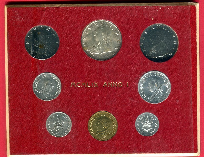 Vatikan Vatican Kursmünzensatz 1 - 500 Lire KMS 1959 1 Lire bis 500 ...