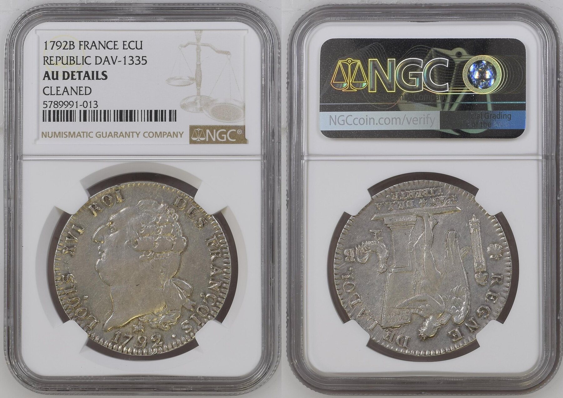 Frankreich France Revolution ECU 6 Livres Constitution 1792 B Ludwig ...