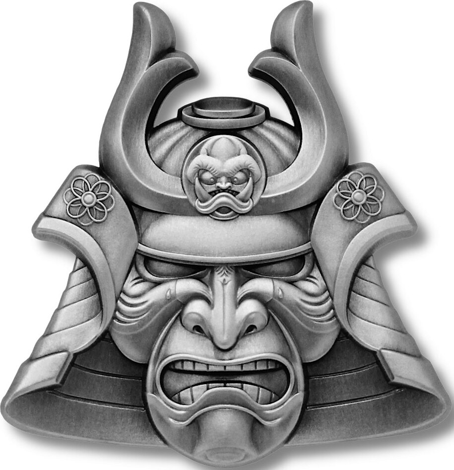 5 Dollars SAMURAI MASK Ancient Warriors 2 Oz Silver Coin 5$ Samoa 2021 ...