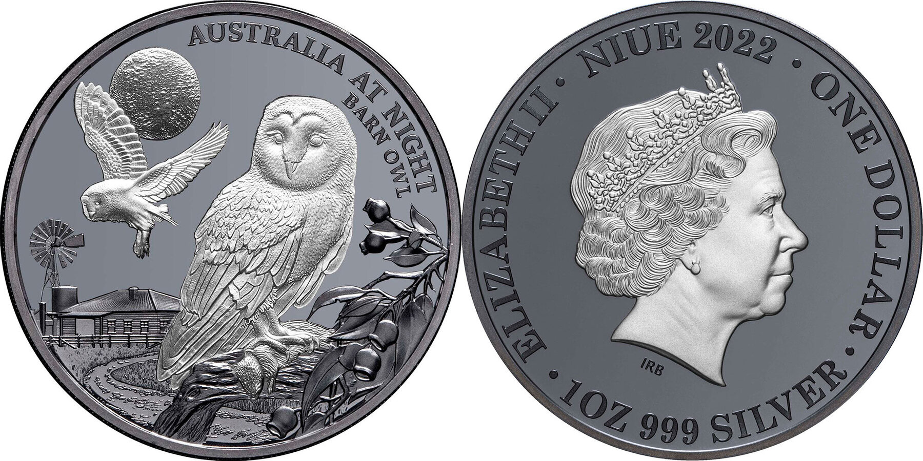 1 Dollar BARN OWL Australia at Night 1 Oz Silver Coin 1$ Niue 2022 ...