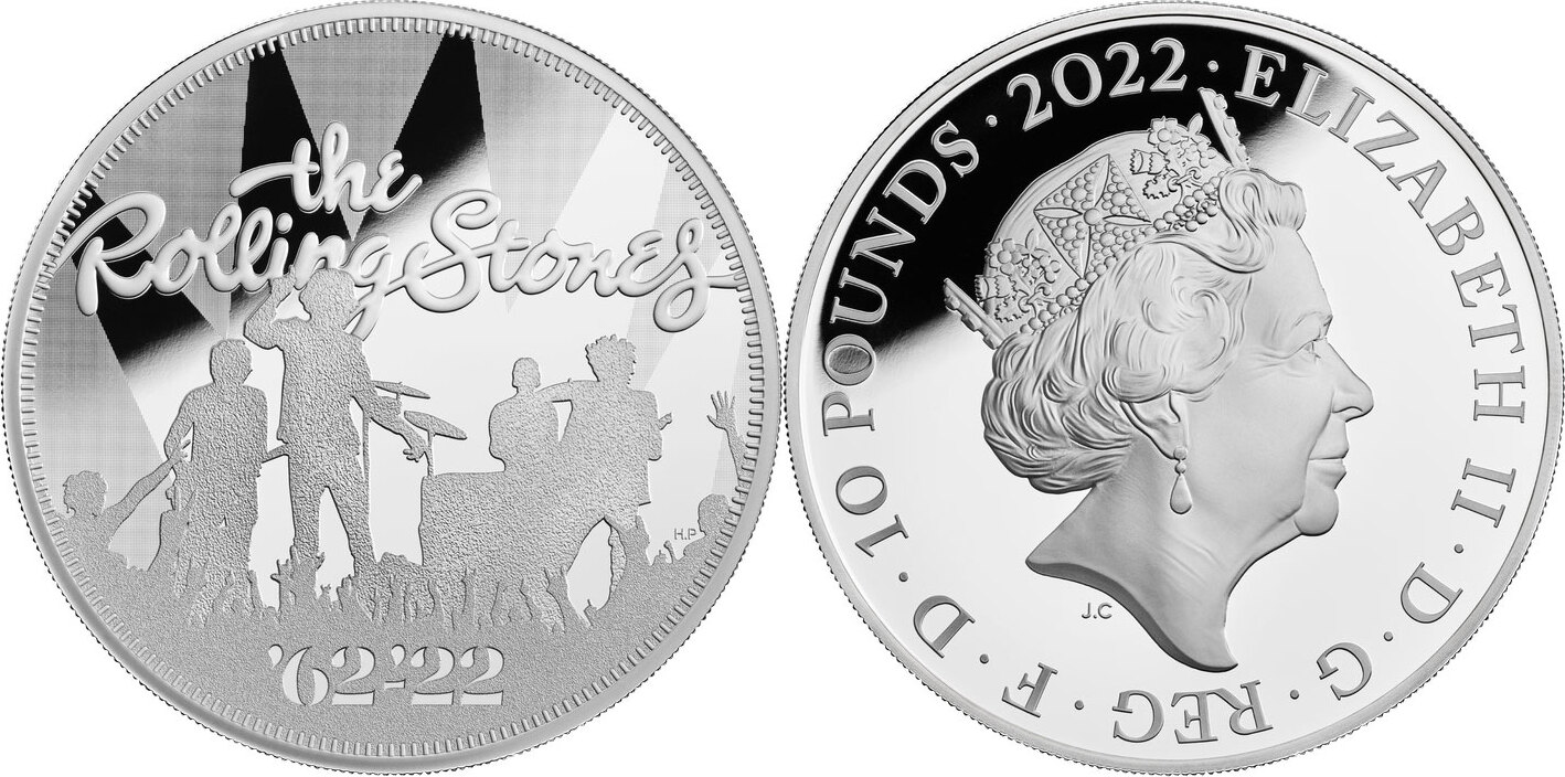 ROLLING STONES Music Legends 5 Oz Silver Coin 10 Pounds United Kingdom ...