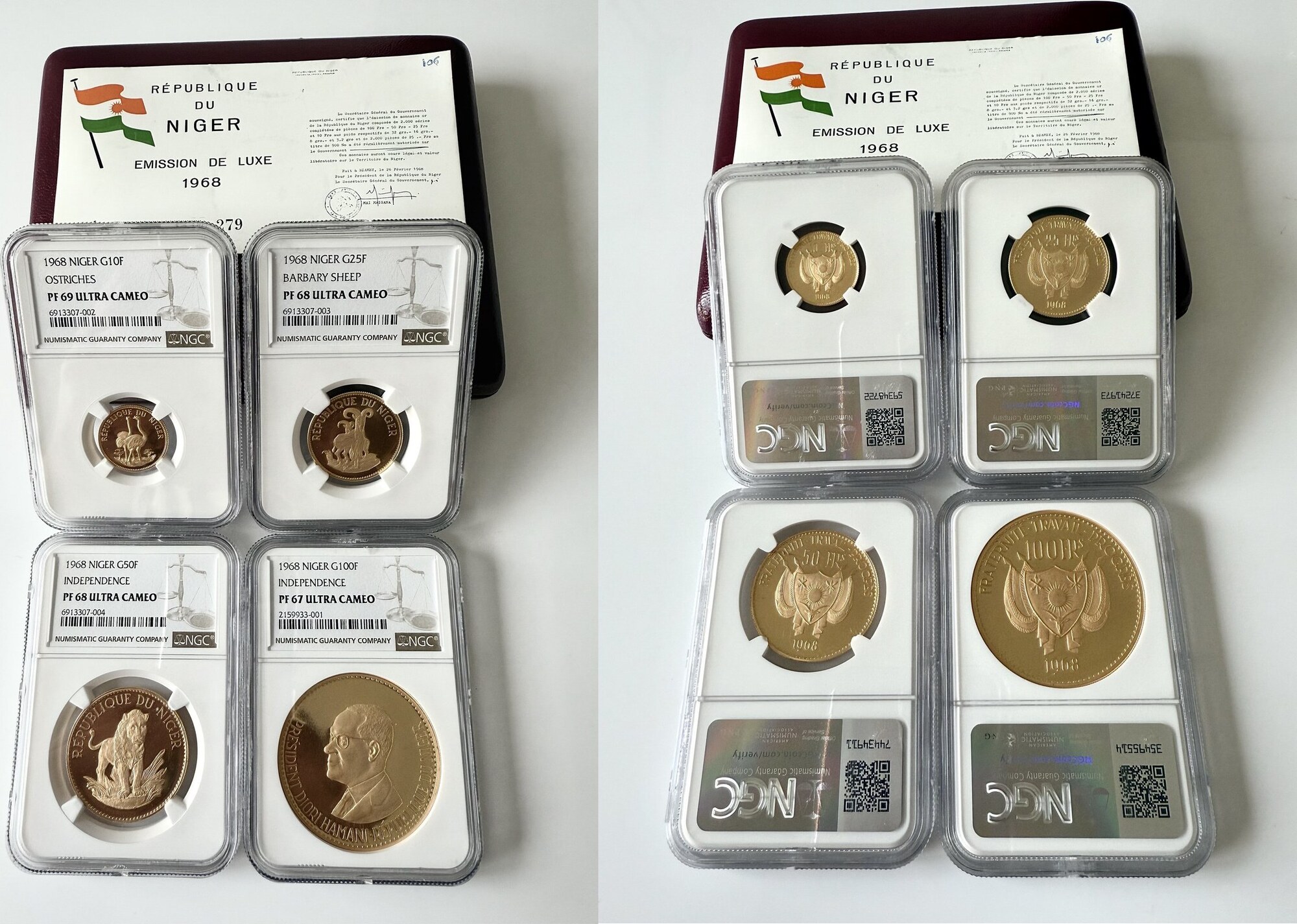 G100F Niger – 1968 – Francs – President and Animals of Niger – 4 Proof ...