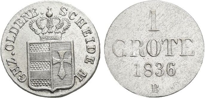 Oldenburg 1 Grote 1836 B Paul Friedrich August 1829-1853. SUP | MA-Shops