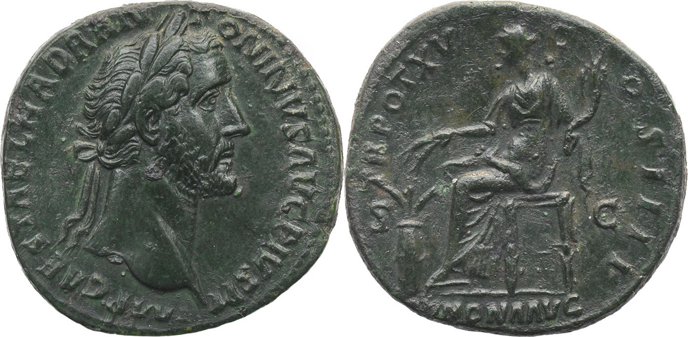 Roman Empire Sestertius 151-152 AD Sesterce of Antoninus Pius TTB / SUP ...