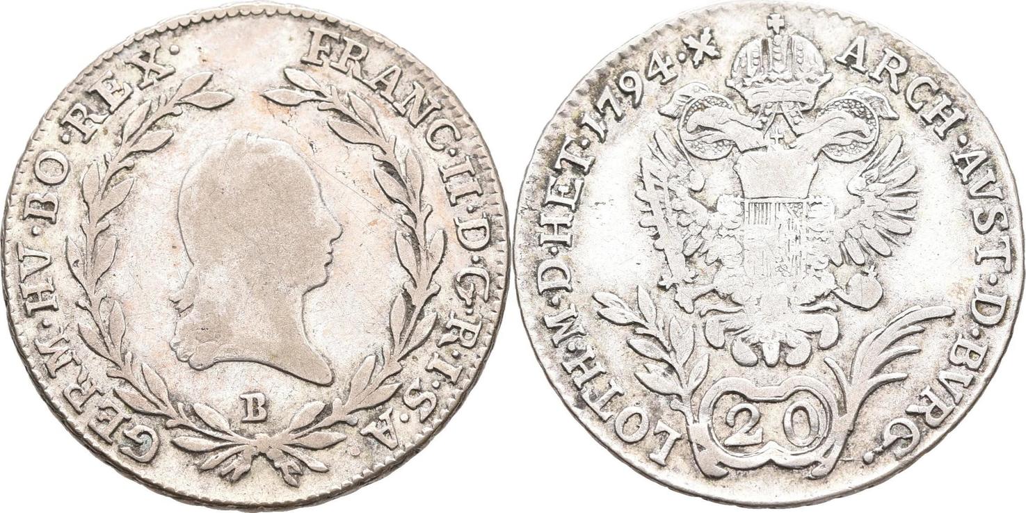 RDR Ungarn Kremnitz 20 Kreuzer 1794 Franz II./I., 1792-1835 TTB- / TTB | MA-Shops