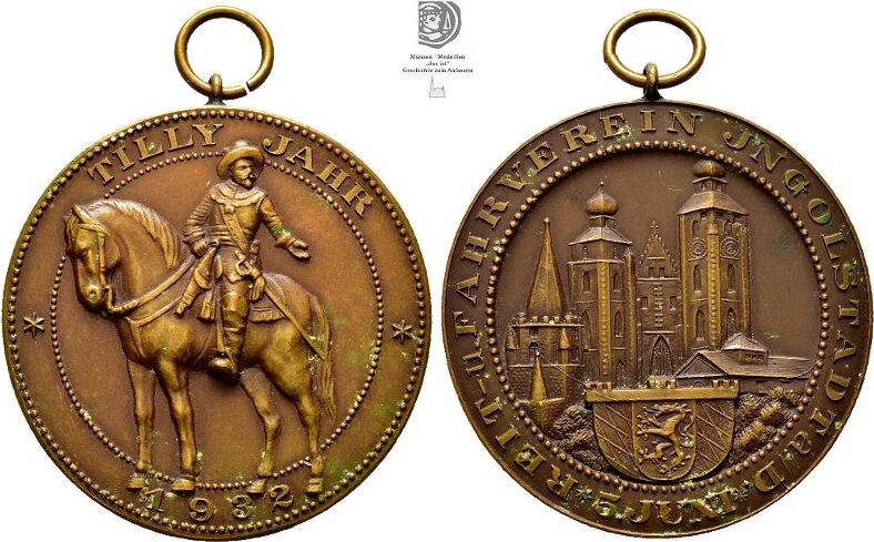 DEUTSCHLAND AE-Medaille 1932 BAYERN Tilly Reiten Fahrverein INGOLSTADT ...