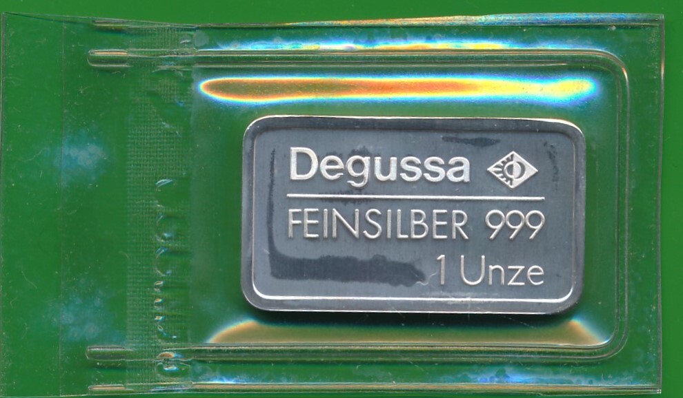 Deutsche Bahn Sillberbarren, 999er Feinsilber Degussa 999/1000 Silber 1 ...