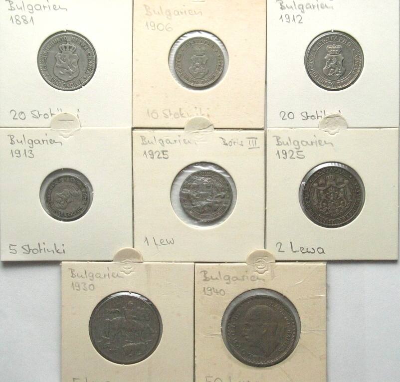 Bulgarien BULGARIA Collection of 8 coins 1881-1940 | MA-Shops