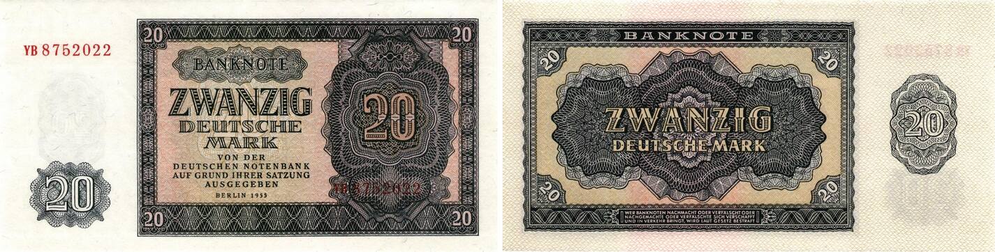 Allgemein 20 Mark 1955 YB DDR 1949-1990. Neuf | MA-Shops