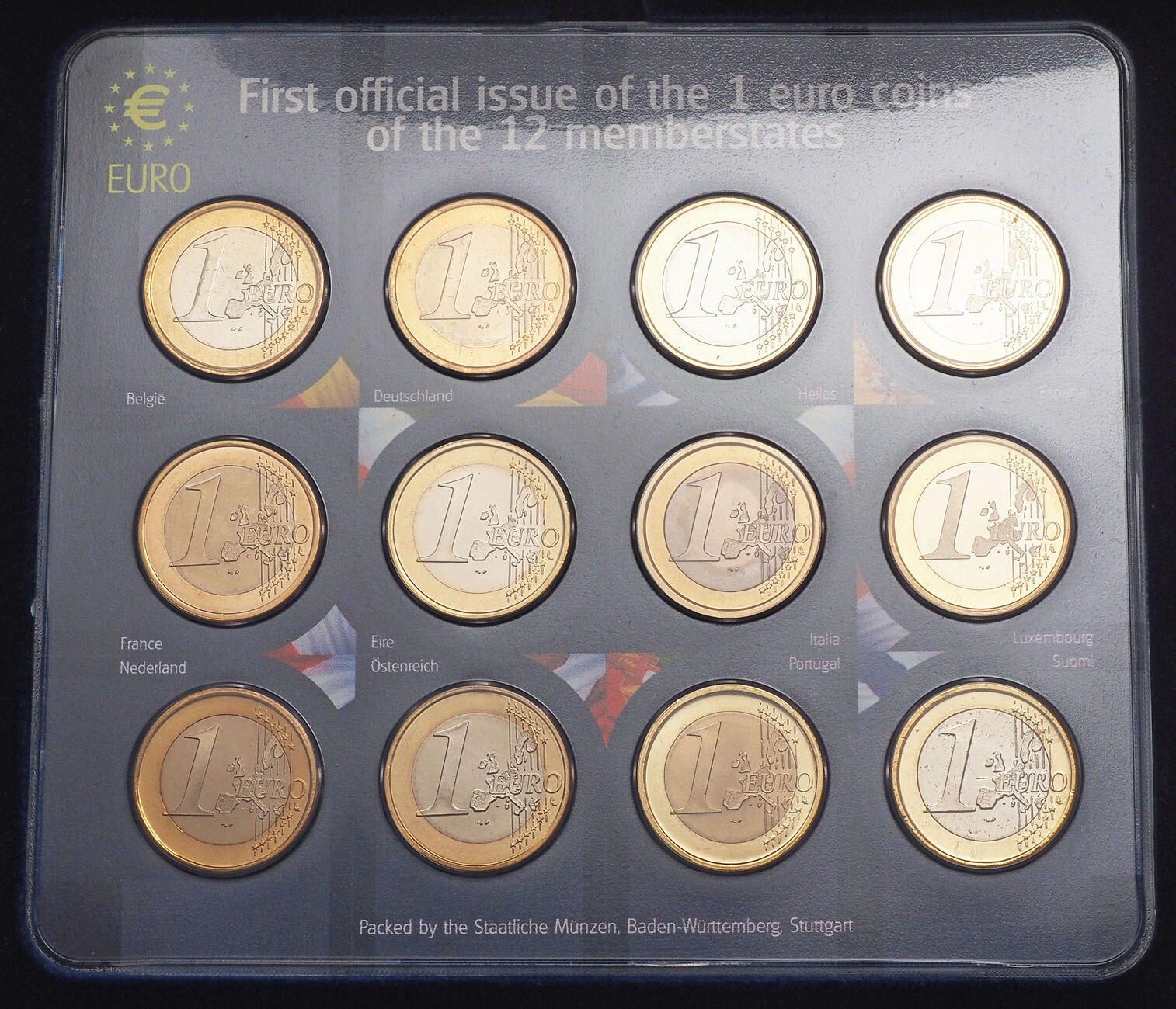EUROPE 1 Euro (12 pcs) 1999-2002 Only 2,500 proof coins of each ...