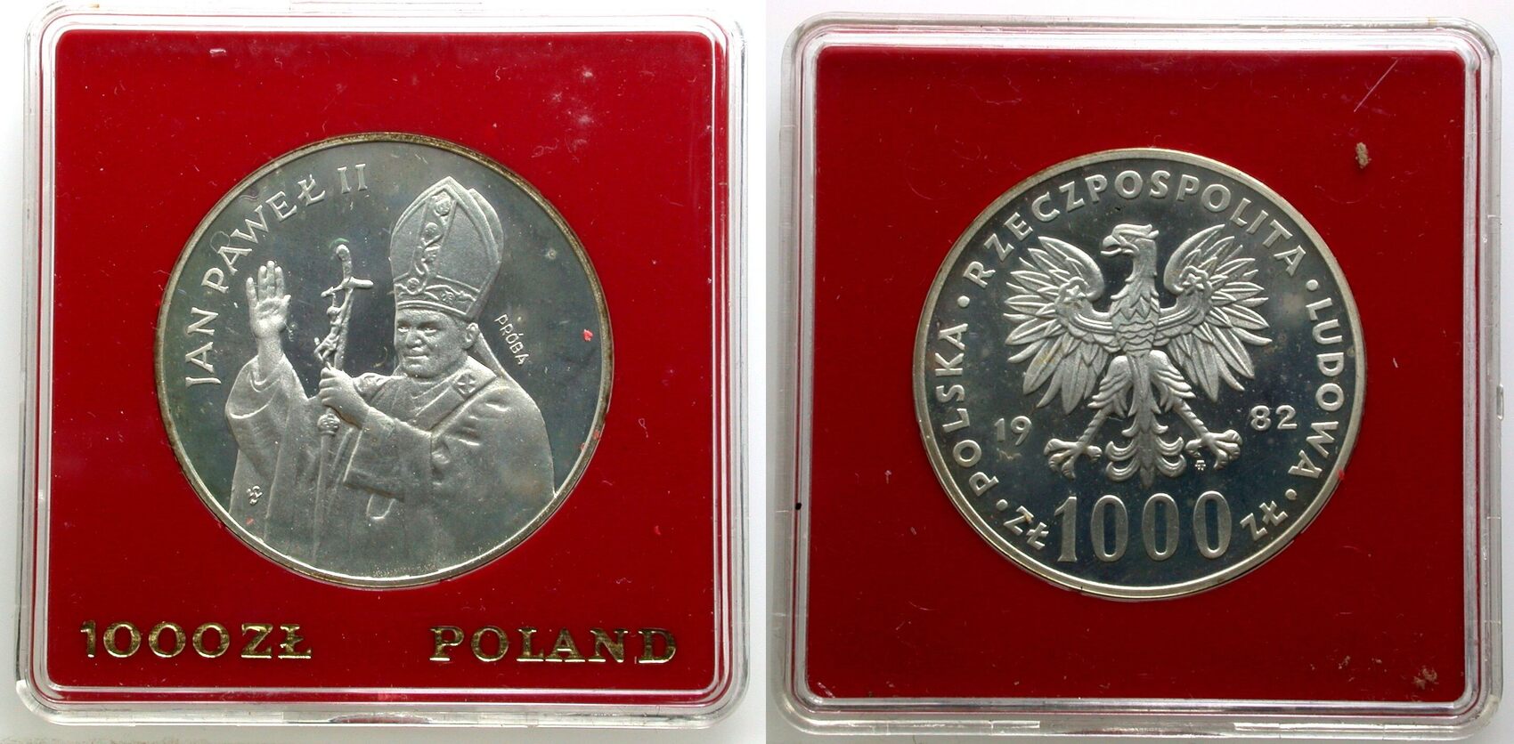 POLEN PROBE 1000 Zloty 1982 Papst Johannes Paul II FB MA Shops