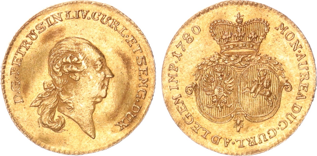 Lettland, Kurland Dukat 1780 Mitau Peter Biron 1769-1795 leicht gewellt ...