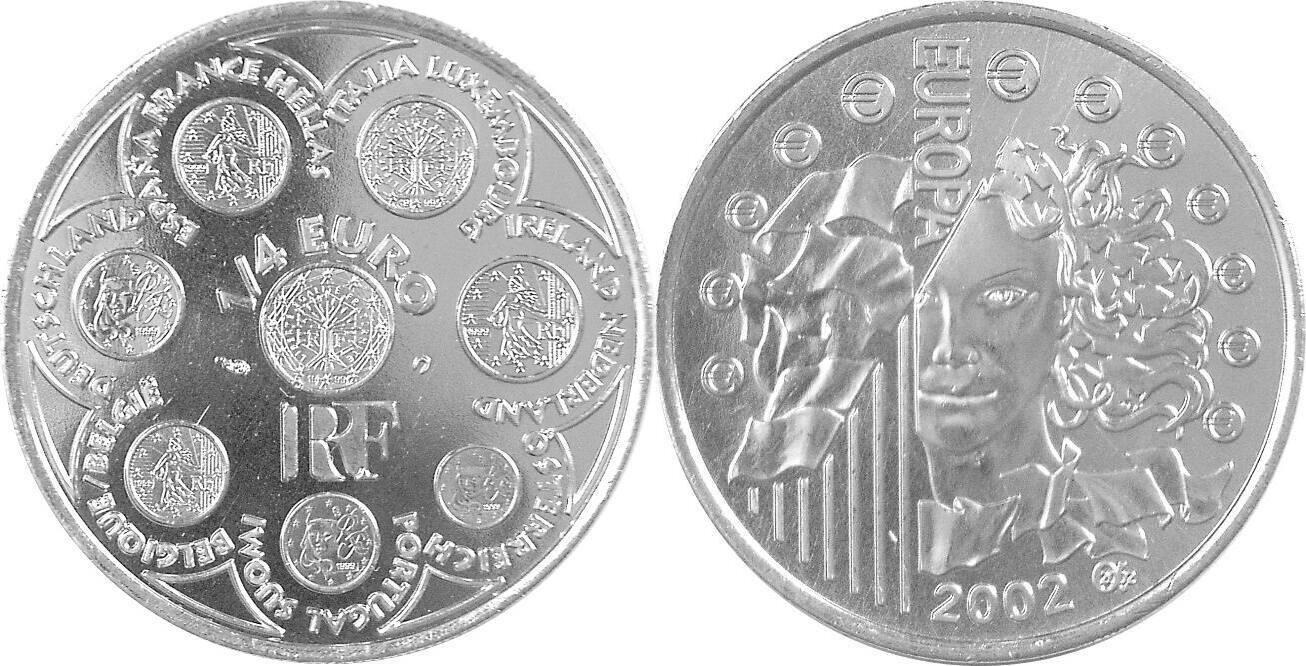Frankreich, France 1/4 Euro 2002 Europäische Währungsunion FDC | MA-Shops