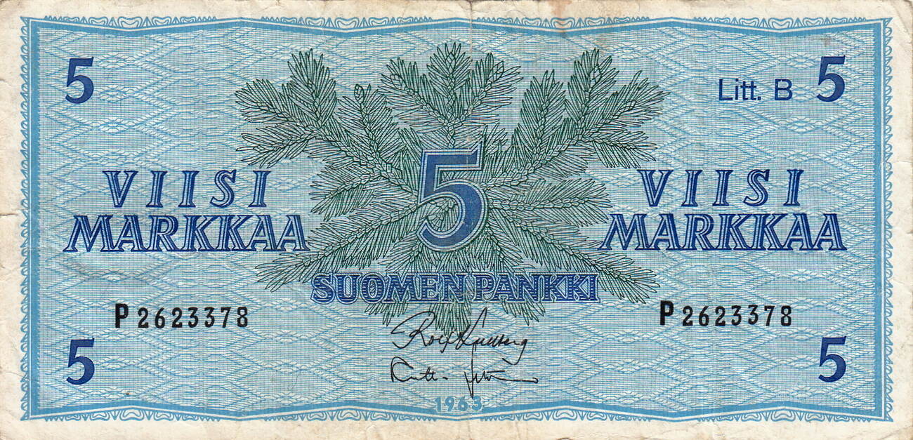 Finland 5 Marka 1963 P.106A VF | MA-Shops