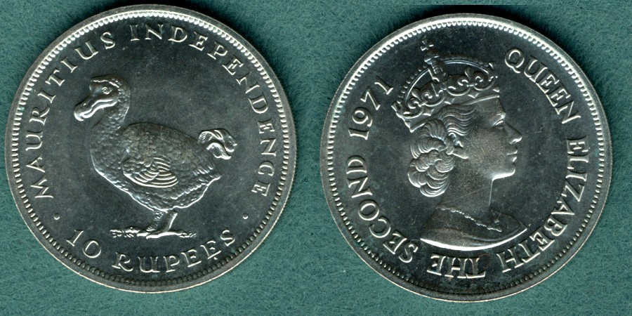Mauritius 10 Rupees 1971 Dronte Dodo vz/stgl. | MA-Shops