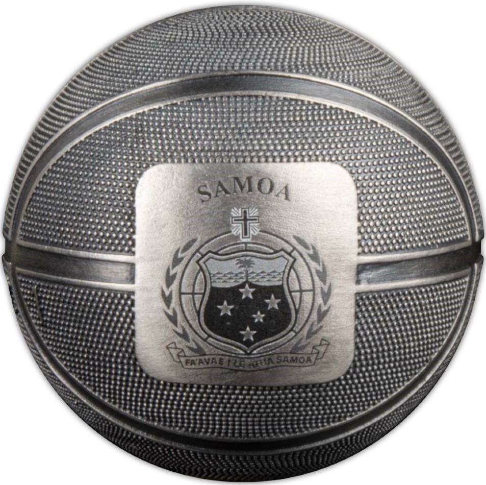 Samoa 5 Dollar Antique Finish33 mm Ø 2021 Basketball - Spherical Coin 1 ...