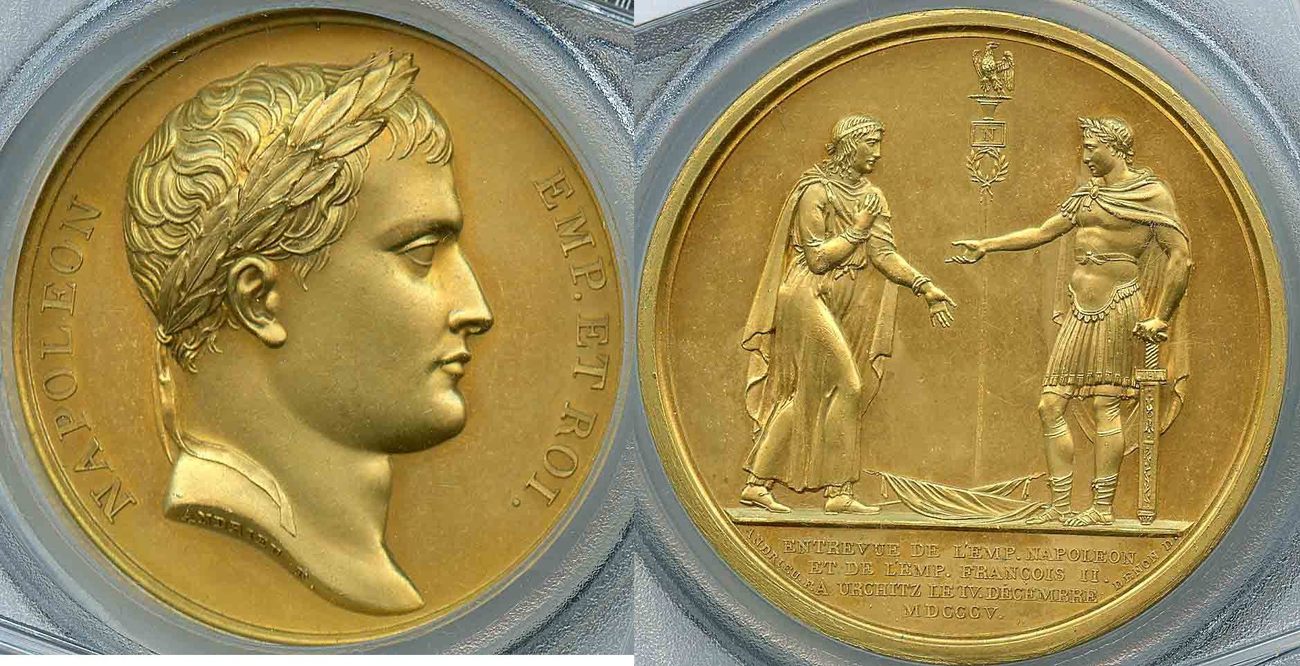 France Napoleon victory at Austerlitz 1805 medal PCGS SP-63 SPECIMEN ...