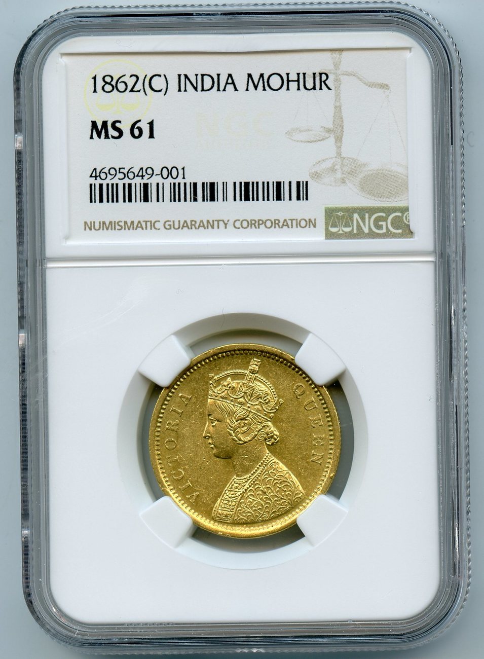 1862(C) British India, GOLD Mohur 1862 NGC MS 61 | MA-Shops