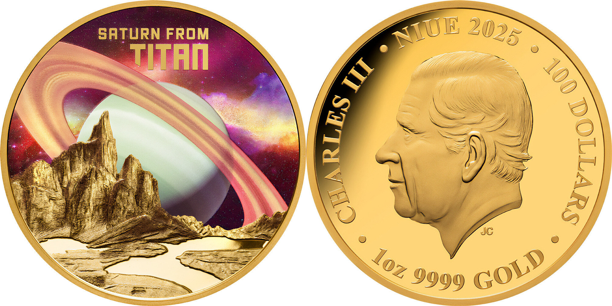 Niue 100$ 2025 1 oz Gold Coin Saturn from Titan Proof | MA-Shops