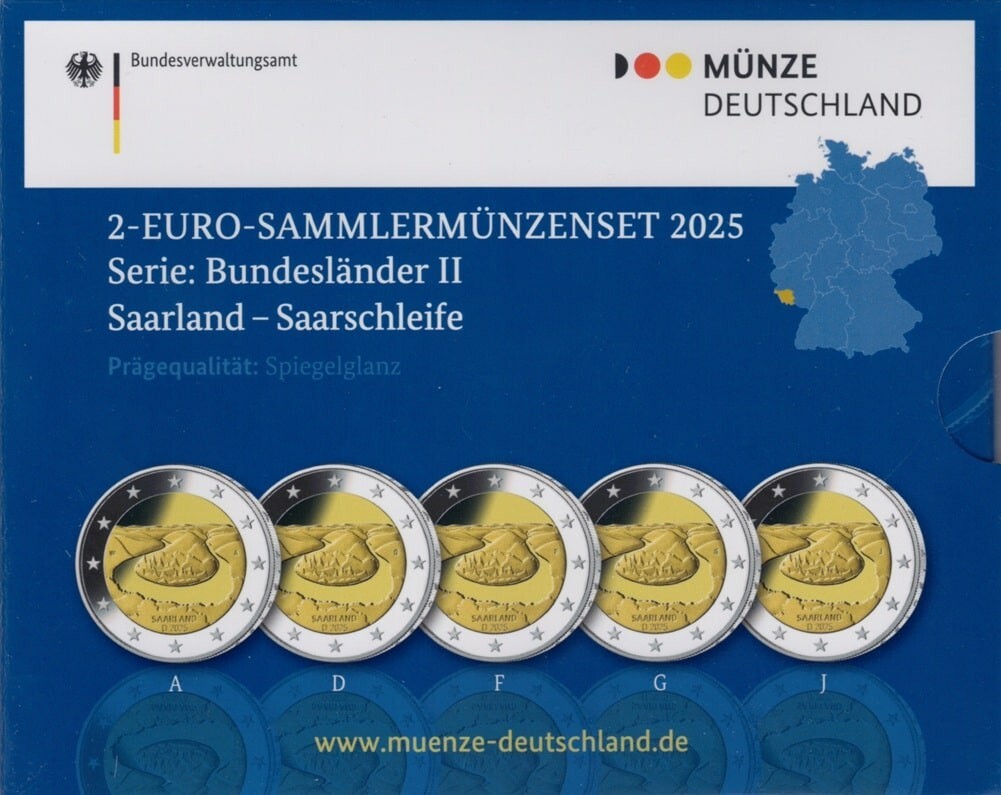 Speciale 2 euromunten 2 Euro Duitsland 2025 ADFG & J 'Saarland' Proof ...